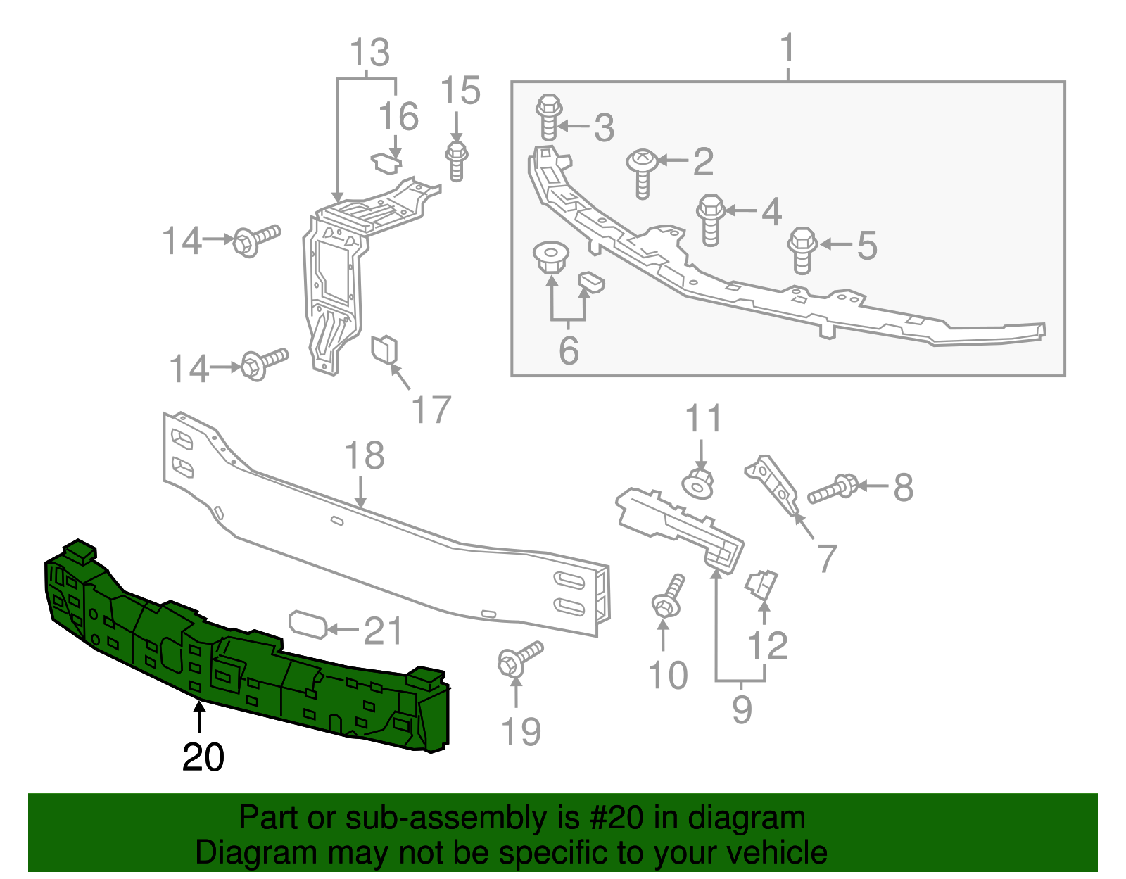 23478392 - Front Bumper Fascia Energy Absorber 2016-2018 Chevrolet ...