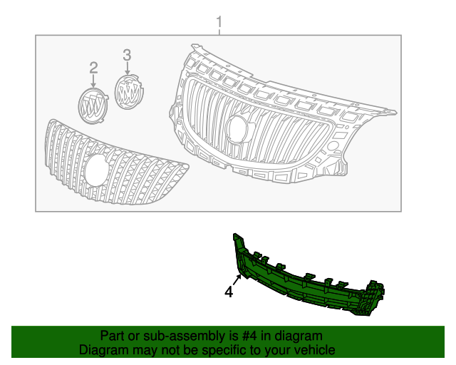 2014-2017 Buick Regal Anthracite Front Lower Grille 13484177 GM ...