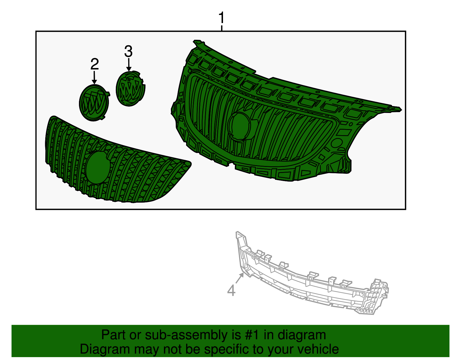 19434547 - Matte Chrome Front Grille with Tri-Shield Emblem, Cover ...