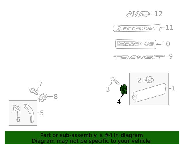 2015-2023 Ford Wheel Opening Molding Retainer Nut -W716569-S300 ...