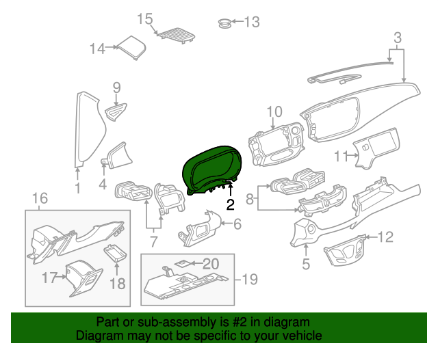 84051762 - Jet Black Instrument Panel Cluster Trim Plate 2017-2020 ...