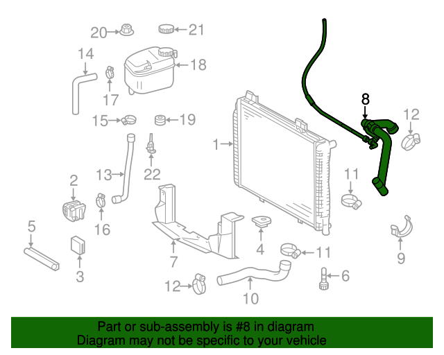 170-501-25-82 - Upper Hose - 2001-2004 Mercedes-Benz | BuyMercedesPartsNow