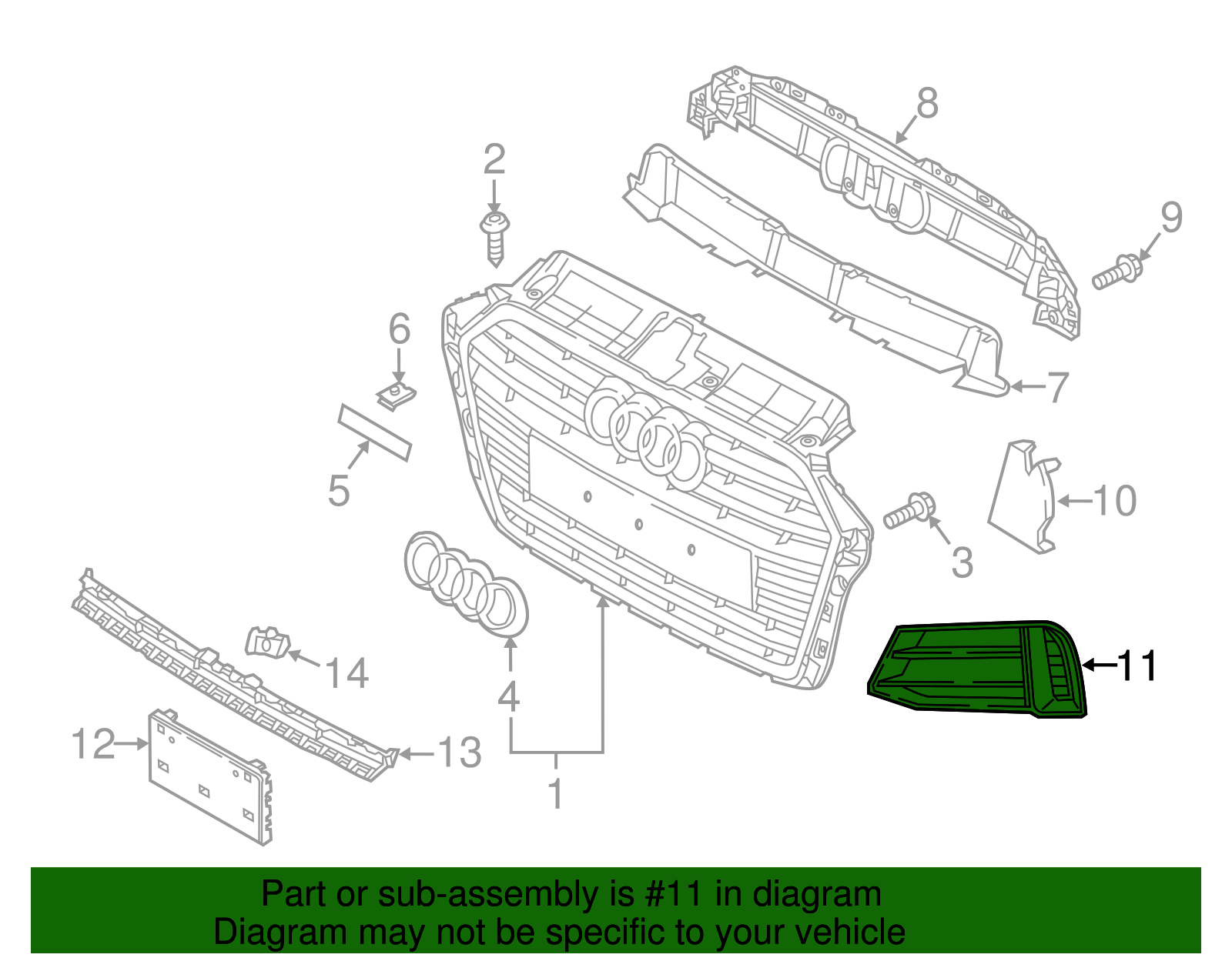 2017-2020 Audi Outer Grille 8V3-807-681-AB-ESM | Audi USA Parts