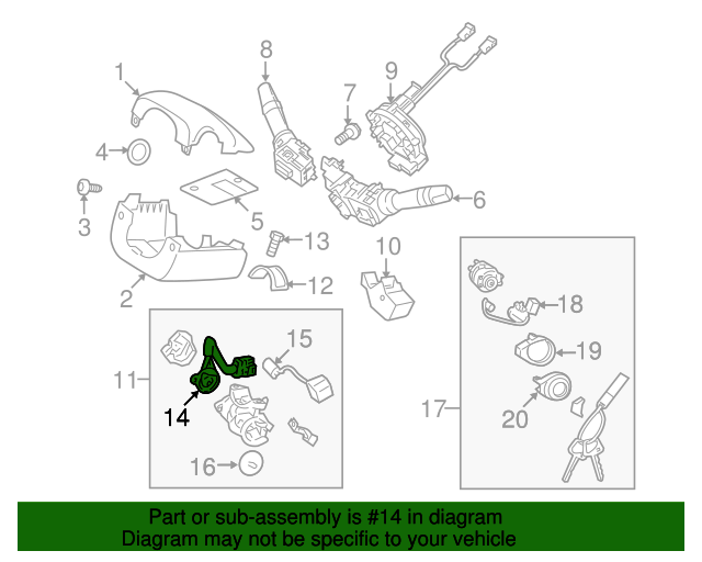 Genuine Ignition Switch for 2011-2016 Hyundai | Part# 93110-3S000 ...