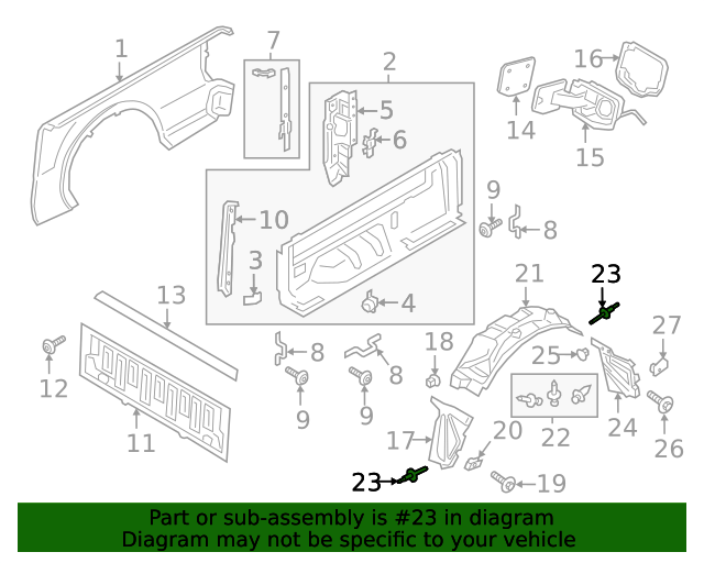 2019-2024 Ford Ranger Wheelhouse Liner Rivet W720513S417 | TascaParts.com