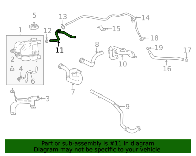 2020-2022 Cadillac CT4 Radiator Surge Tank Inlet Hose 84697652 ...
