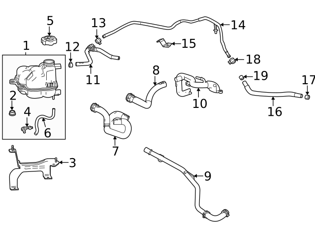 2020-2022 Cadillac CT4 Radiator Surge Tank Inlet Hose 84697652 ...