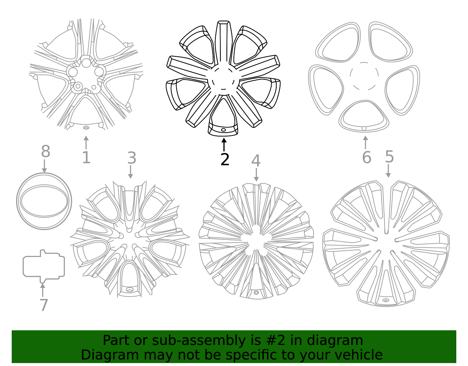 2020-2024 Toyota Highlander Wheel Alloy Machined 18 Inch 42611-0E580 ...