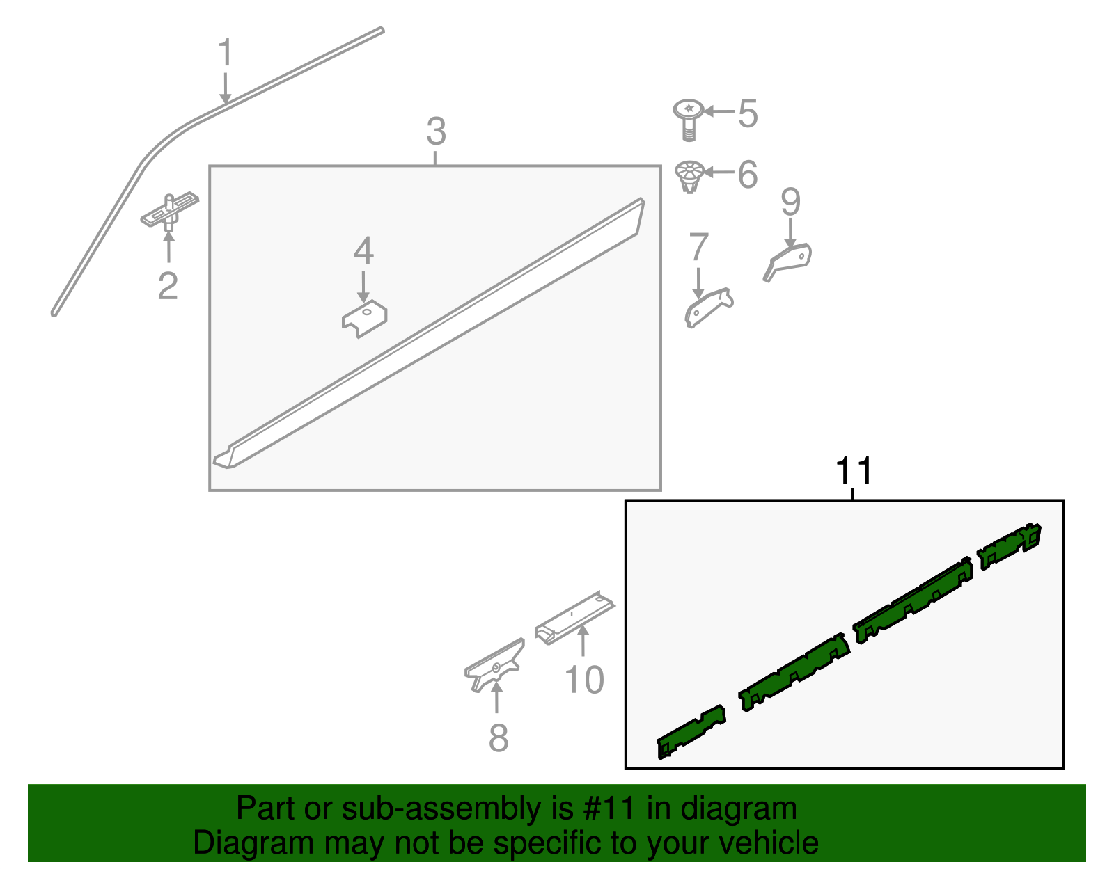 51777224455 - 2009-2012 BMW Rocker Molding Retainer Strip (51-77-7-224 ...