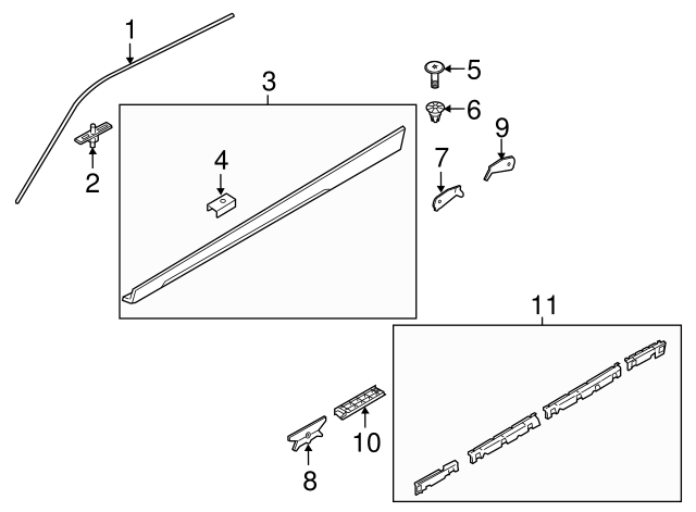 51-13-7-122-873 - Trim strip, side frame, left 2006-2012 BMW ...