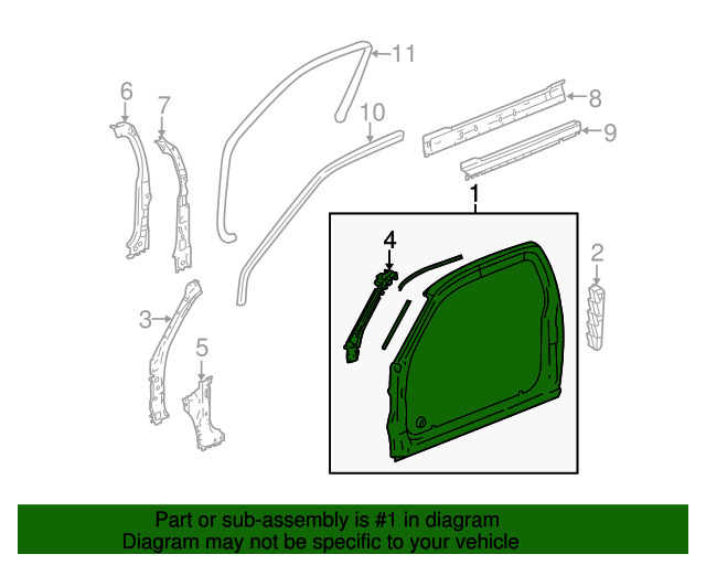 2004-2012 GM Driver Side Door Frame with Reinforcement, Extension, and ...