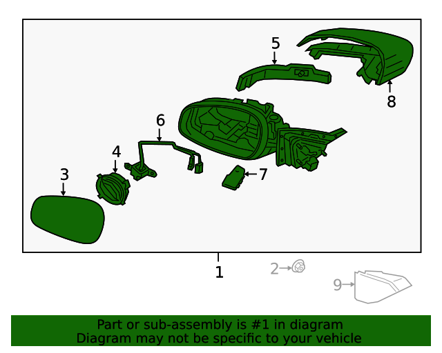 87620-G9270 - Mirror Assembly Outside Rear View Right-hand 2019-2021 ...