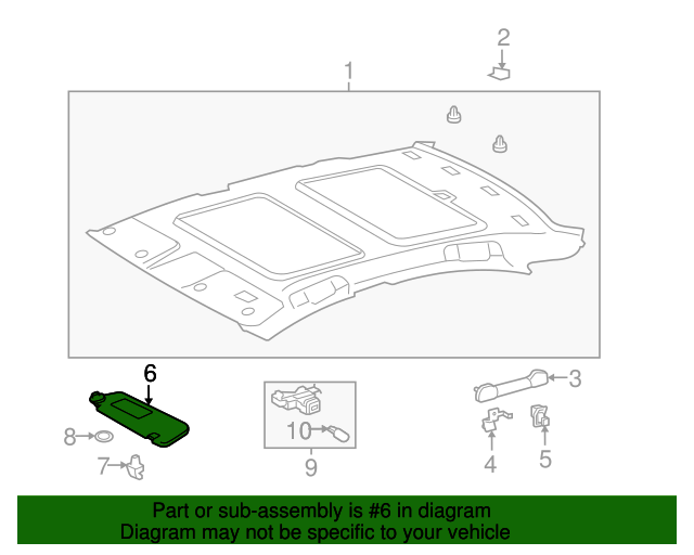 2010-2012 Lexus ES350 Sun-Visor 74310-33A51-A1 | OEM Parts Online