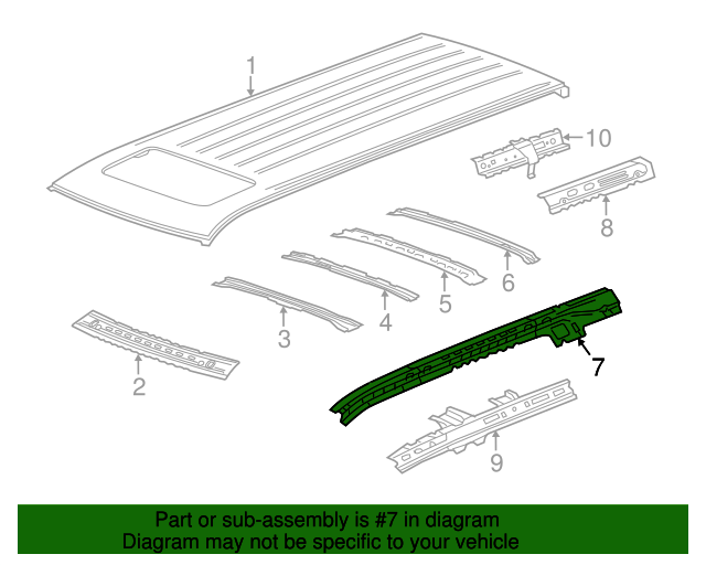 2015-2020 GM Driver Side Roof Outer Side Rail 22829937 | GMPartsDirect.com