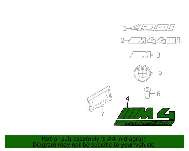 2021-2023 BMW M4 Deck Lid Emblem 51-14-8-084-165 | AutoNationParts.com