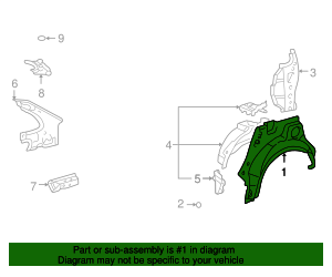 2000-2005 Toyota Echo Outer Wheelhouse 61632-52010 | Toyota Parts Center