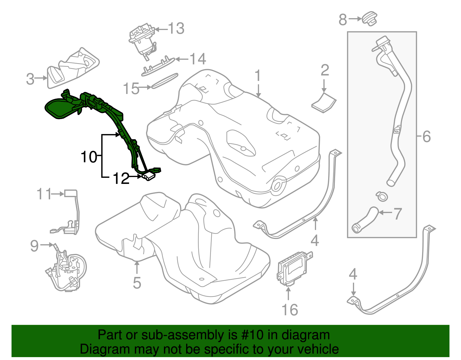2012-2017 Land Rover Range Rover Evoque Fuel Gauge Sending Unit ...