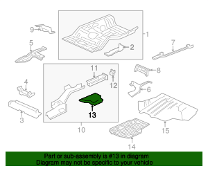 2012-2015 Honda Civic Stiffener, R Rear Floor Side 65615-TR0-A00ZZ ...