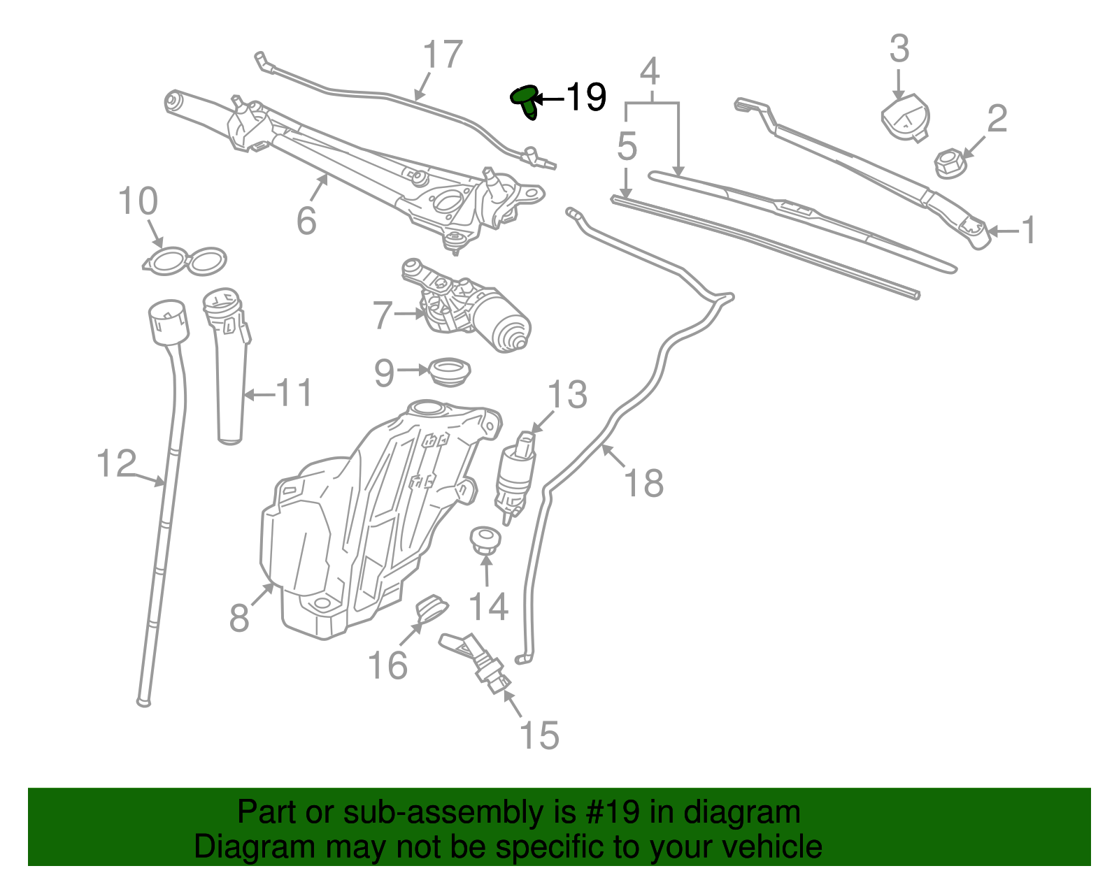 2013-2019 Cadillac XTS Windshield Washer Nozzle 20911558 GM ...