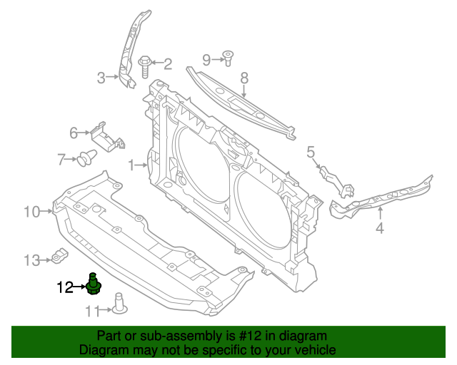 2010-2024 Nissan Radiator Support Splash Shield Bolt 01121-N6051 ...