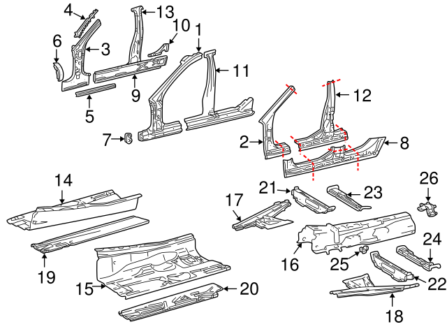 203-610-04-10 - Side Rail 2001-2009 Mercedes-Benz | Mercedes-Benz USA Parts