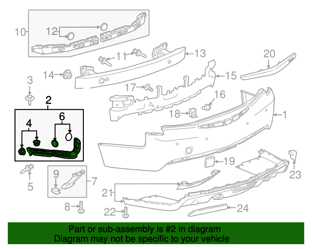 23497131 - Rear Driver Side Bumper Fascia Guide 2015-2019 Cadillac ATS ...