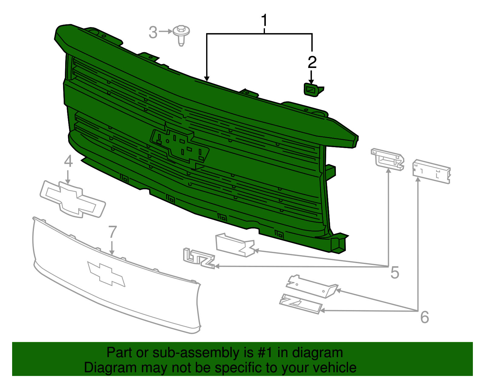 2015-2018 Chevrolet Front Grille 23335298 | GM Parts Center