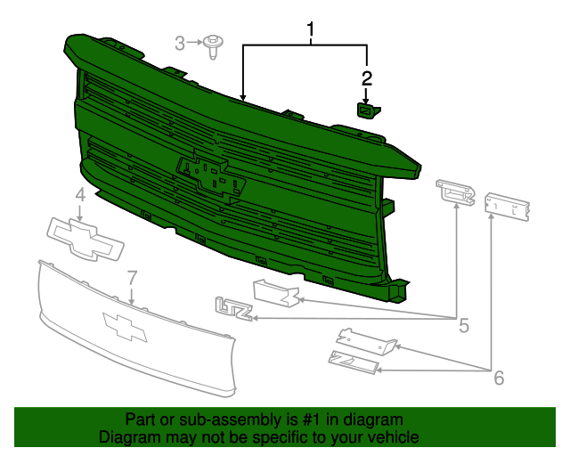 2018-2019 Chevrolet Front Grille 84542601 GM | GMPartsDirect.com