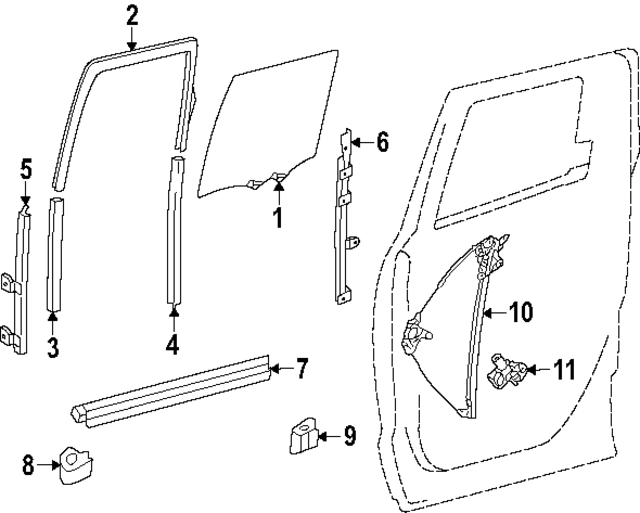 OEM 2024 Toyota Tacoma Window Regulator Guide Part # 67405-AK010 ...