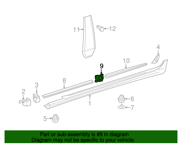 001-991-02-71 - Rocker Panel Molding Clip 2010-2018 Mercedes-Benz ...