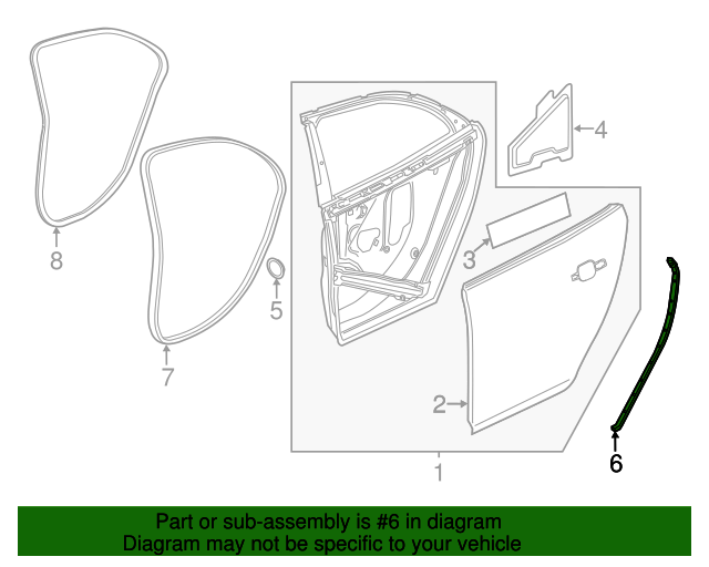 2013-2016 Chevrolet Rear Driver Side Door Rear Lower Auxiliary Sealing ...