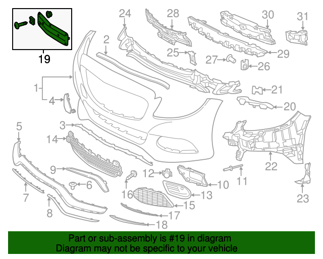 205-880-17-44 - License Plate Bracket 2015-2018 Mercedes-Benz ...