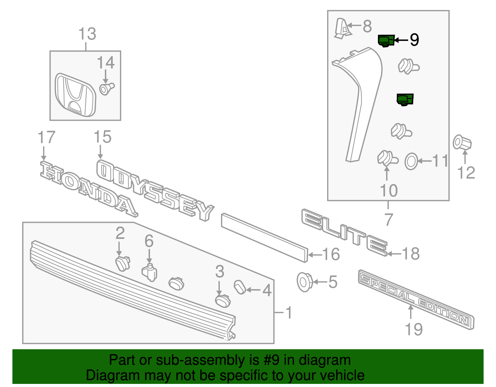 90308-SMG-E01 - 2007-2022 Honda - Nut Garnish (5MM) | Genuine Honda Parts