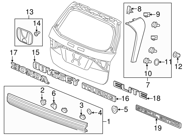 75722-TK8-A00 - Emblem Rear (Odyssey) - 2011-2017 Honda Odyssey | Honda ...