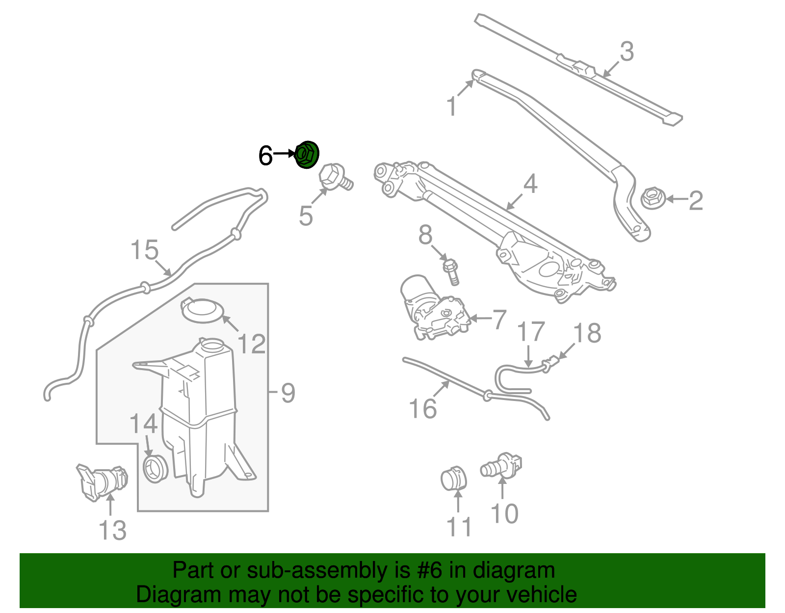 1996-2025 Toyota Wiper Linkage Nut 90182-A0002 | Toyota Parts Center