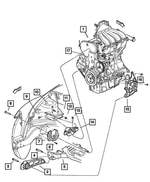 Engine Mounting for 2008 Chrysler PT Cruiser | Mopar Factory Parts