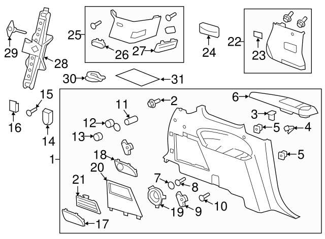 Titanium Driver Side Quarter Lower Rear Trim Panel 23389804 ...