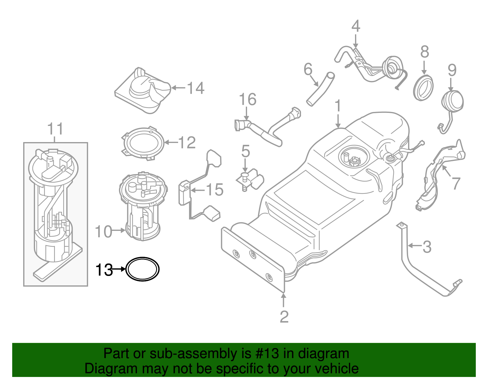 2005-2025 Nissan Fuel Pump Assembly Seal 17342-EA000 | Nissan Parts Central
