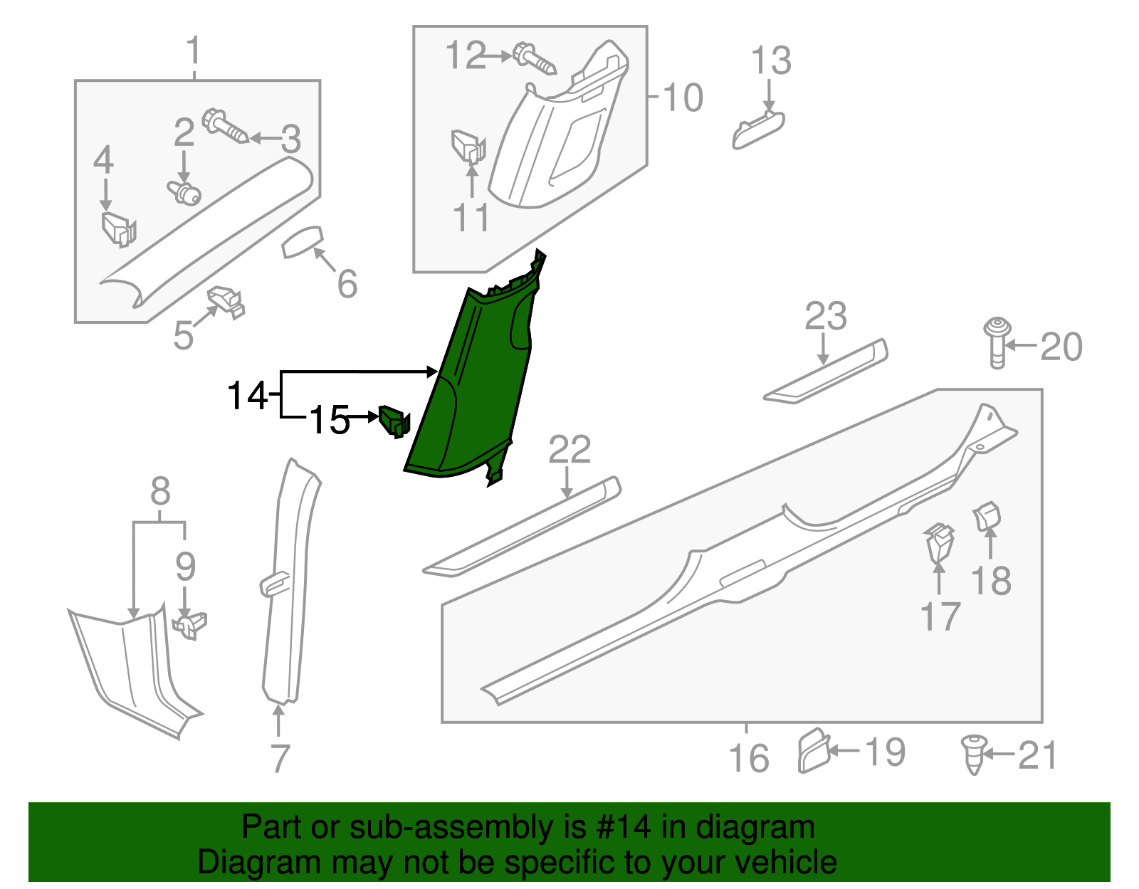 2012-2022 Volkswagen Passat Lower Center Pillar Trim 561-867-292-B-82V ...