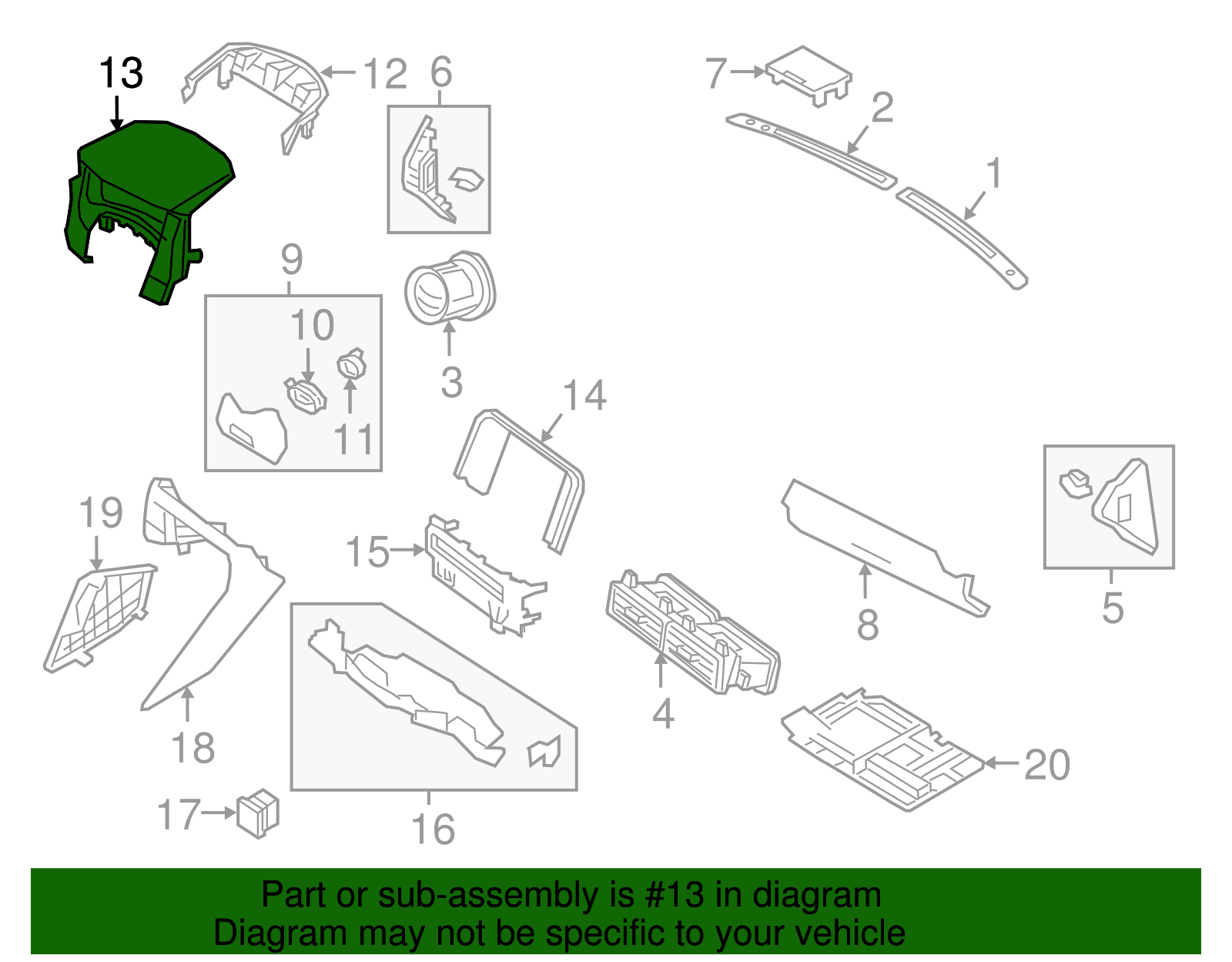 2017-2024 Nissan GT-R Cluster Lid 68240-6AV0A | Nissan Parts Central