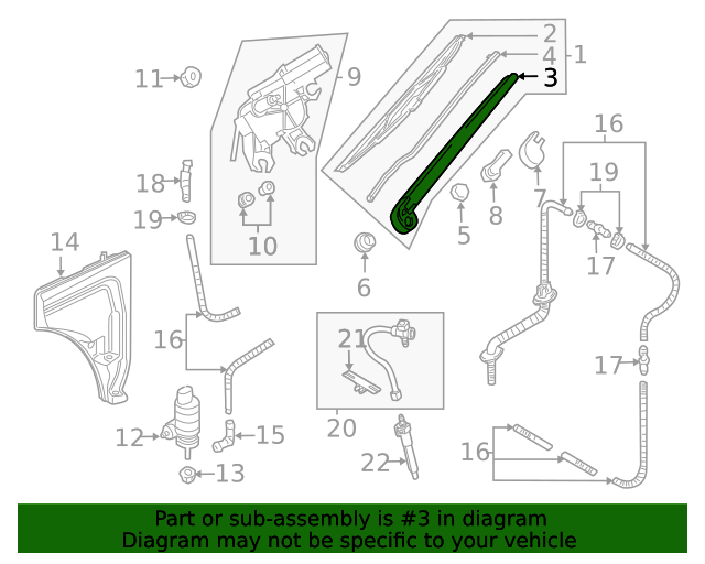 2017-2024 Audi Wiper Arm 4M0-955-407-A-1P9 | Audi USA Parts
