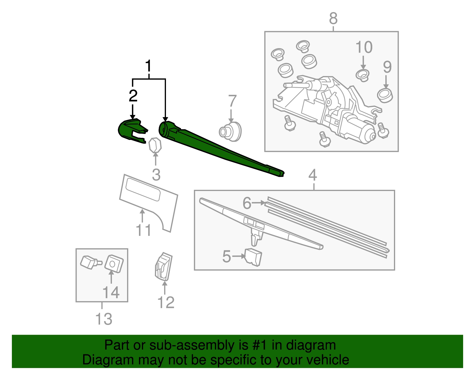 OEM 2009-2015 Honda Pilot Wiper Arm 76720-SZA-A02 | Honda Automotive Parts