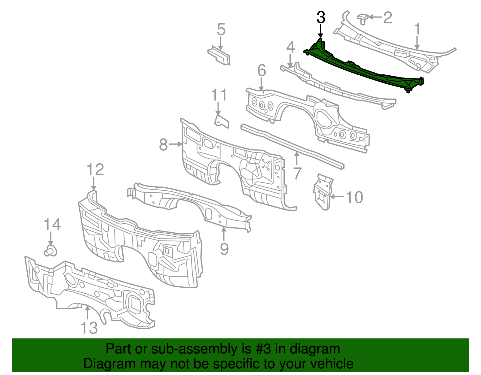 2011-2023 Mopar Cowl Top Panel 68038078AB | Mopar Parts Canada