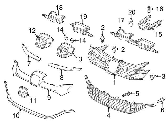2015-2016 Honda CR-V Base, Front Grille (Upper) 71121-T1W-A01 | OEM ...