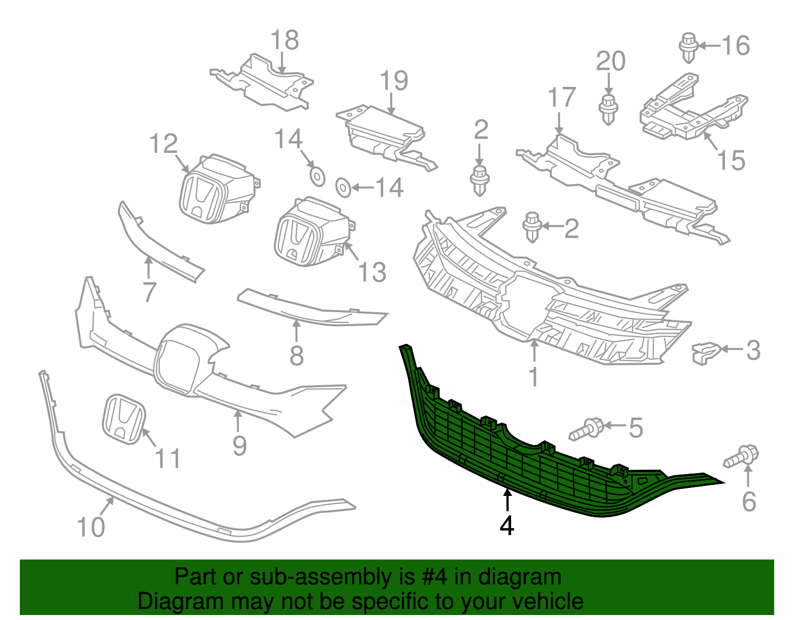 71124-T1W-A01 - Lower Grille 2015-2016 Honda CR-V | Honda Parts Online