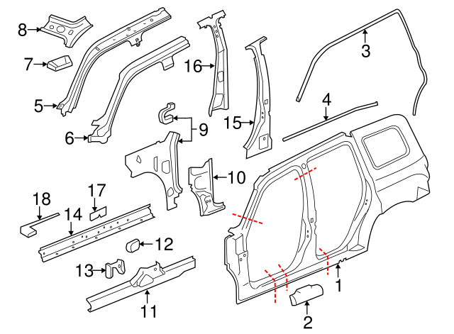 2006-2011 Chevrolet HHR Rocker Panel Molding Reinforcement 22726195 ...