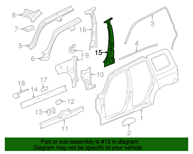 15905361 - Passenger Side Center Pillar Outer Panel Reinforcement 2006 ...