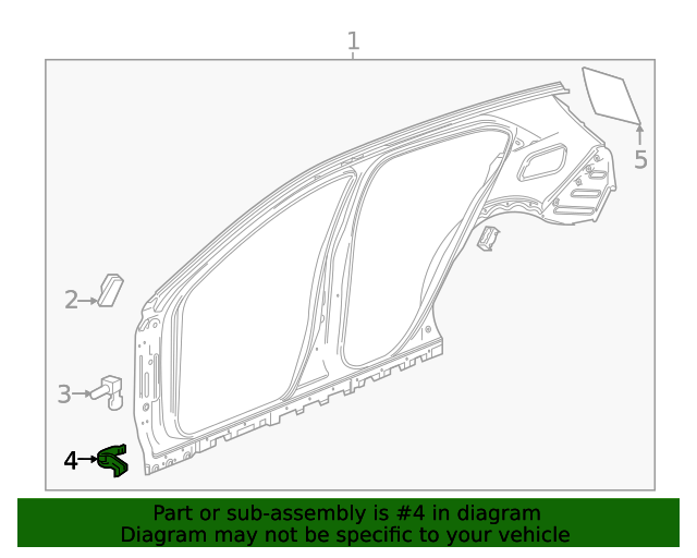 2019-2023 Cadillac XT4 Body Side Front Driver Side Fender Rear Lower ...