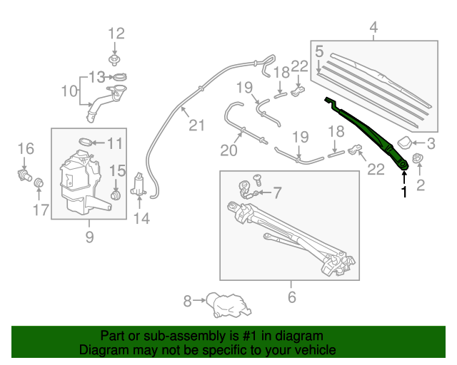 Genuine Toyota Wiper Arm part# 85211-06250 for 2018-2024 Toyota ...