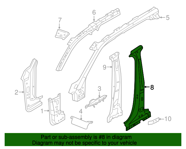 2017-2022 Volvo Pillar Reinforced - Driver's Side (LH) 32131380 ...
